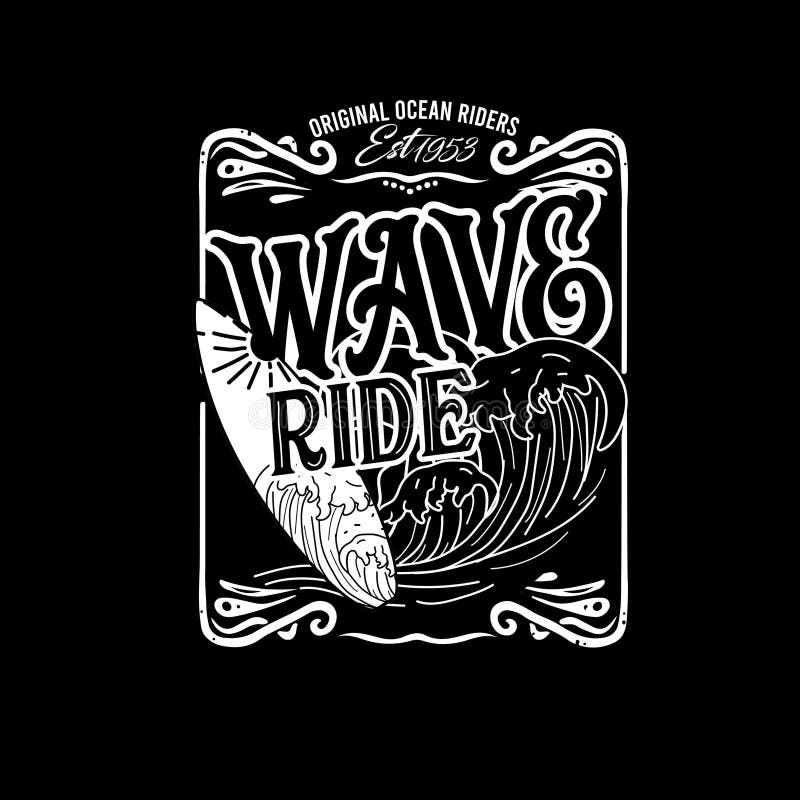 Wave Ride Typography Summer Poster Design Stock Vector - Illustration ...