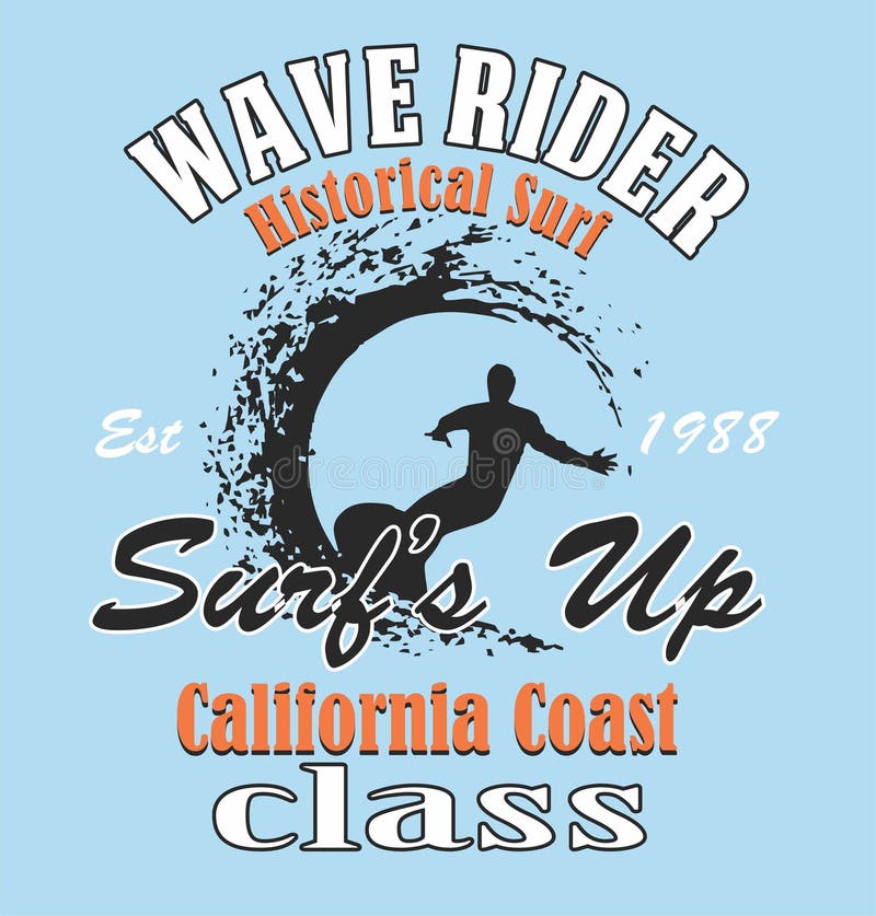 Wave Rider T Shirt Print Vector Art Stock Vector - Illustration of ...