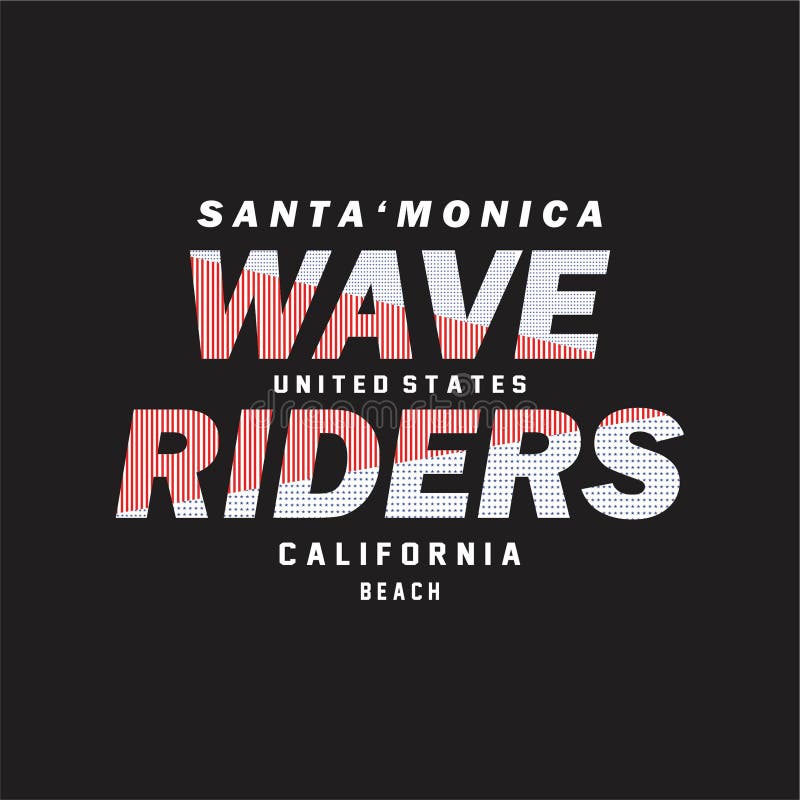 Wave Riders, California Typography Design T Shirstock Vector Stock de ...