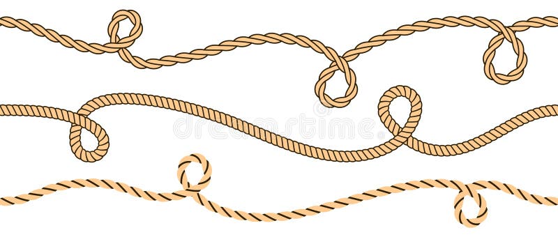 Wave Rope Curve Set. Repeating Hemp Cord Stripes Collection. Wavy Loop ...