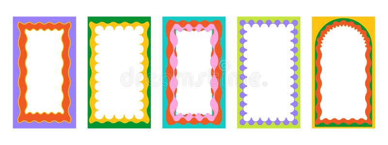 Wave Scalloped Edge Border. Multicolored Template for Social Media ...