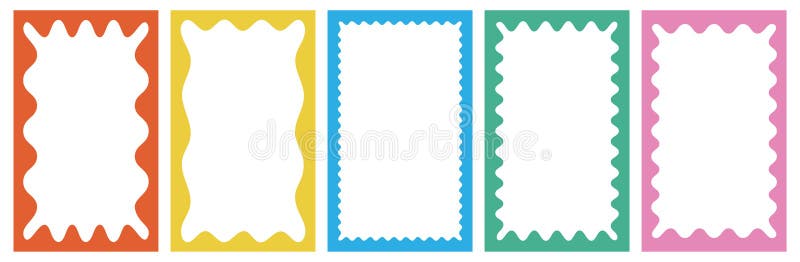 Wave Scalloped Edge Wavy Abstract Frame. Retro Aesthetic Zigzag Text ...