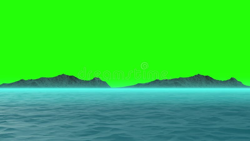 Turquoise Sea Waves at Night on Green Screen, 3D Rendering Stock ...