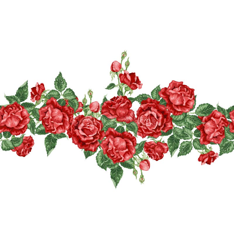 Wave Seamless Line of Roses in Vector Stock Vector - Illustration of ...