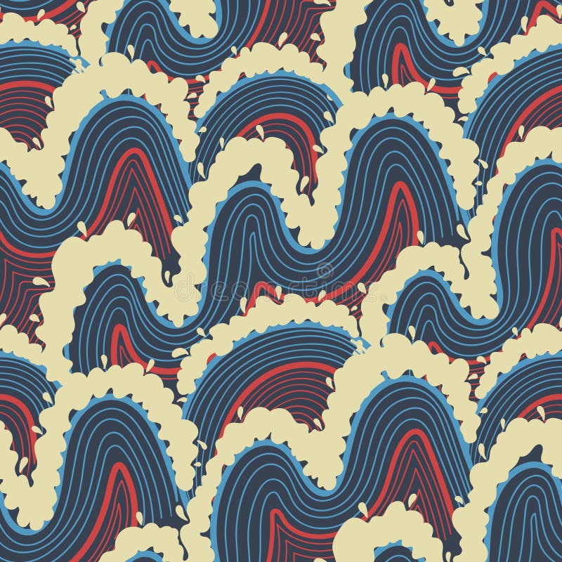 Wave seamless pattern stock vector. Illustration of pattern - 305098824