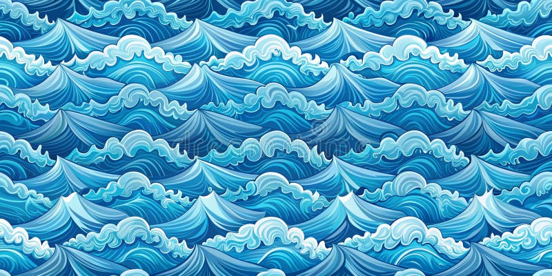 Wave Seamless Tile Waves Background Water Pattern AI Generative Stock ...