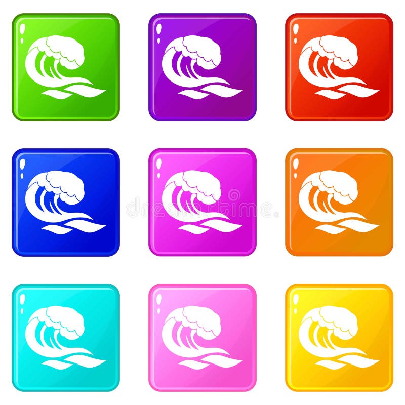 Wave set 9 stock vector. Illustration of color, curve - 96648629