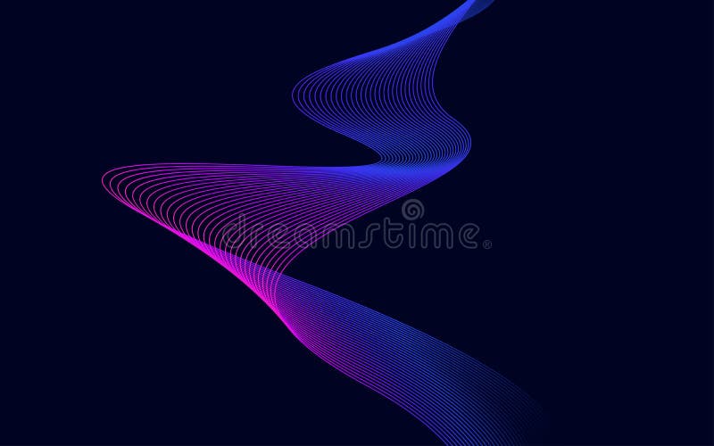 Wave with Shadow. Abstract Blue Lines on a Background Stock Vector ...