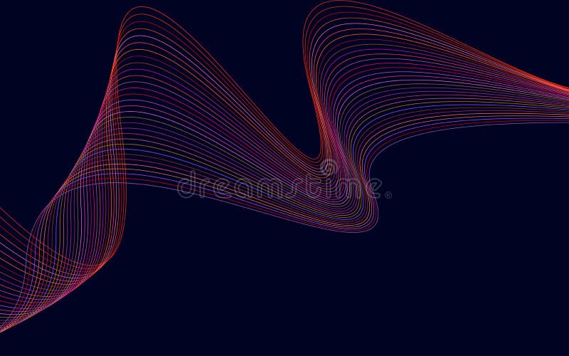 Wave with Shadow. Abstract Red Lines on a Background Stock Vector ...
