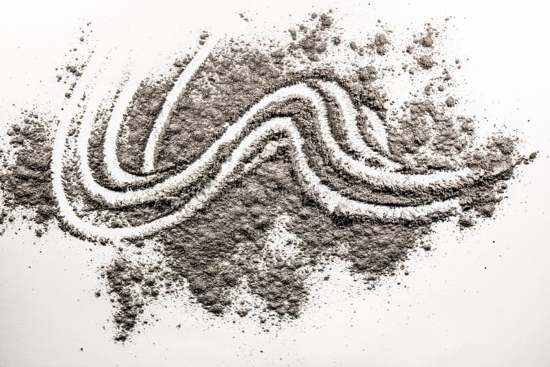 Wave Shape Illustration Drawing Made in Pile of Sand, Dust Stock ...