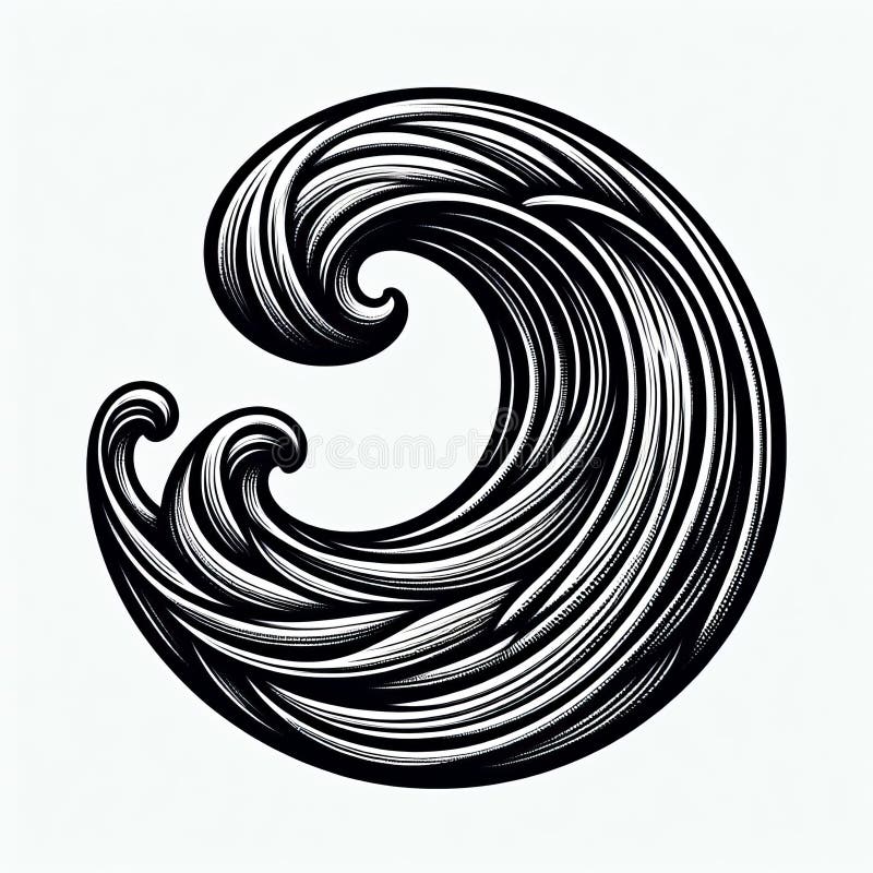 Wave a Shape Resembling a Wave in the Ocean, with Curved Lins Stock ...