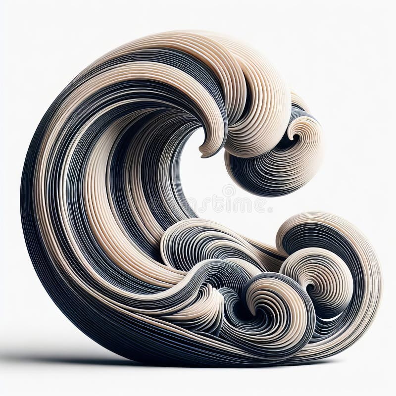 Wave a Shape Resembling a Wave in the Ocean, with Curved Lins Stock ...