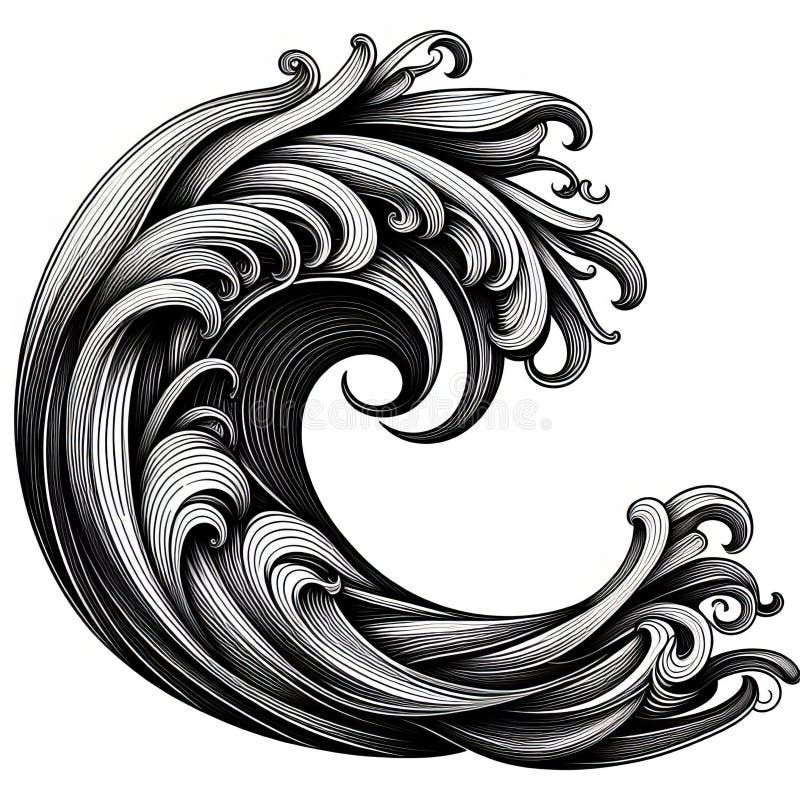 Wave a Shape Resembling a Wave in the Ocean, with Curved Line Stock ...