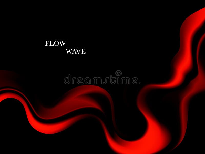 Wave Shape Shining on the Black Background Abstract Red Luxury Wave ...