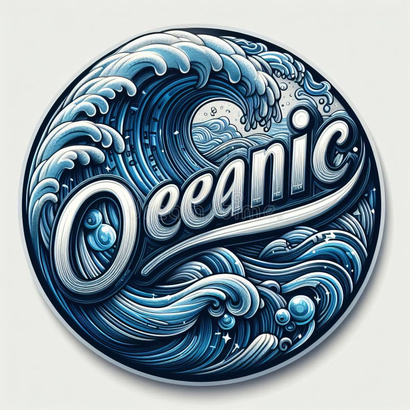 Wave Shaped Badge with a Fluid, Undulating Pattern and the Wod Stock ...