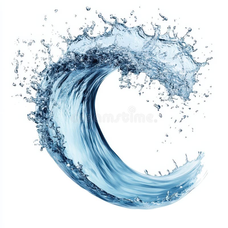 Wave-shaped Water Splash Isolated on White Background Stock ...
