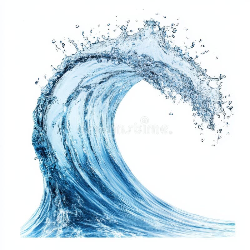 Wave-shaped Water Splash Isolated on White Background Stock ...