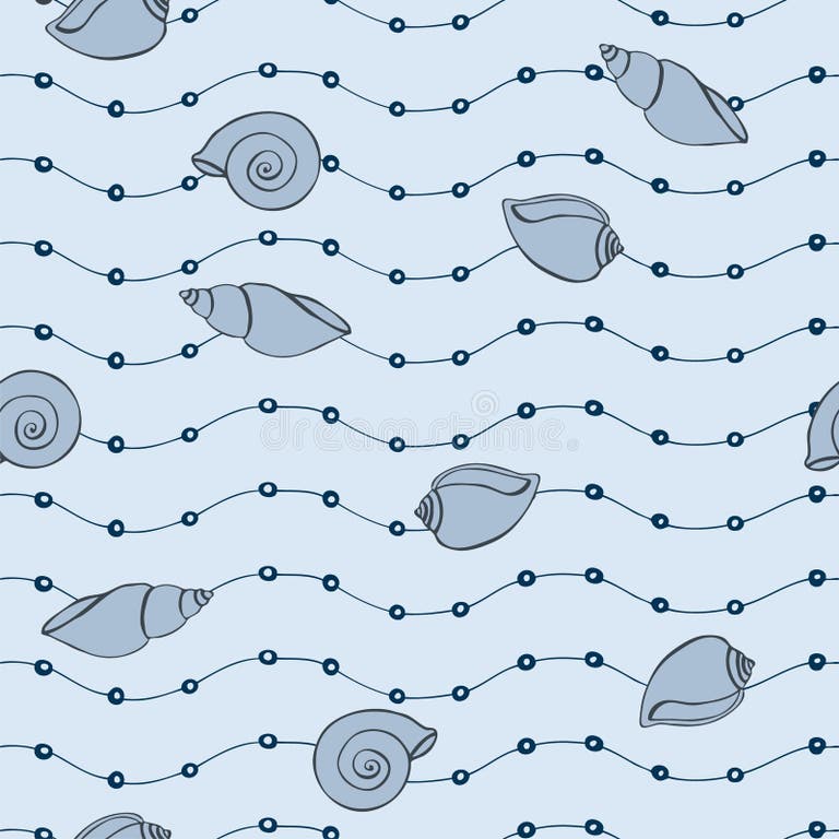 Wave and shell stock vector. Illustration of river, ornament - 23870566