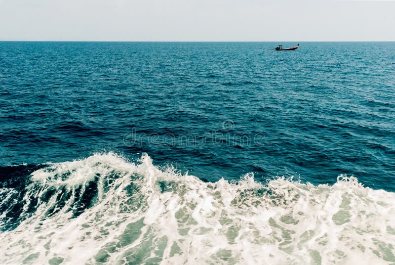 Wave of Ship on Water Surface in the Sea Stock Image - Image of splash ...