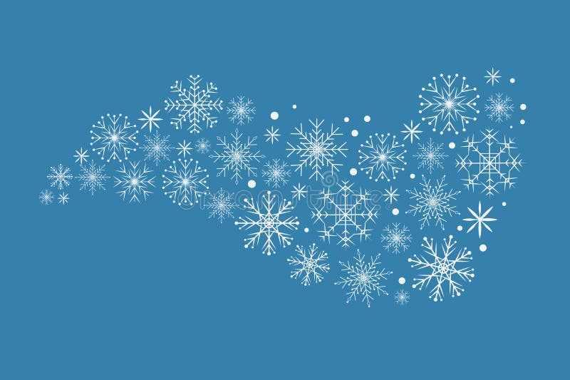 Wave of Snowflakes, Winter Illustration of a Snowflake on a Blue ...