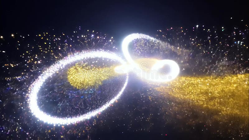 Wave of Sparkles Swirling in Various Loops with Vivid Light Trails on a ...