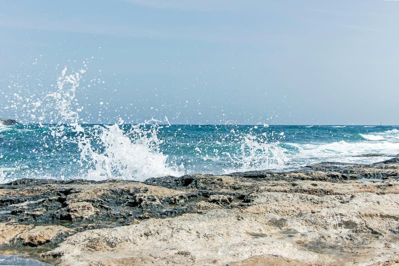 Wave Splash on Rock at Coast Stock Photo - Image of rocks, landscape ...