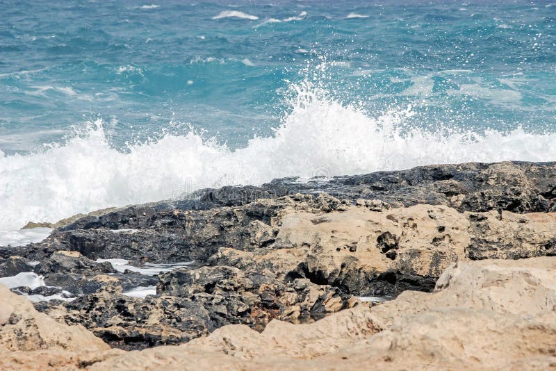 Wave Splash on Rock at Coast Stock Image - Image of coast, summer ...