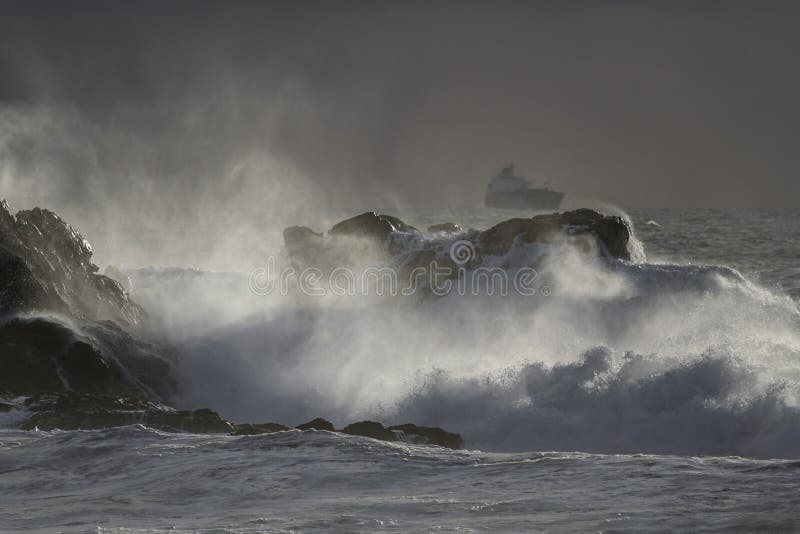 Wave splash at sunset stock image. Image of power, ocean - 258352983