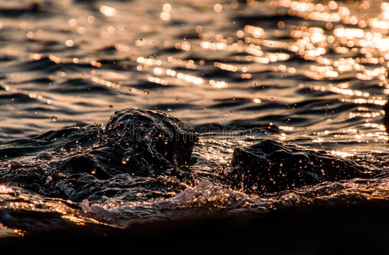 Splashes of Waves at Sunset Stock Photo - Image of club, sunset: 117398130