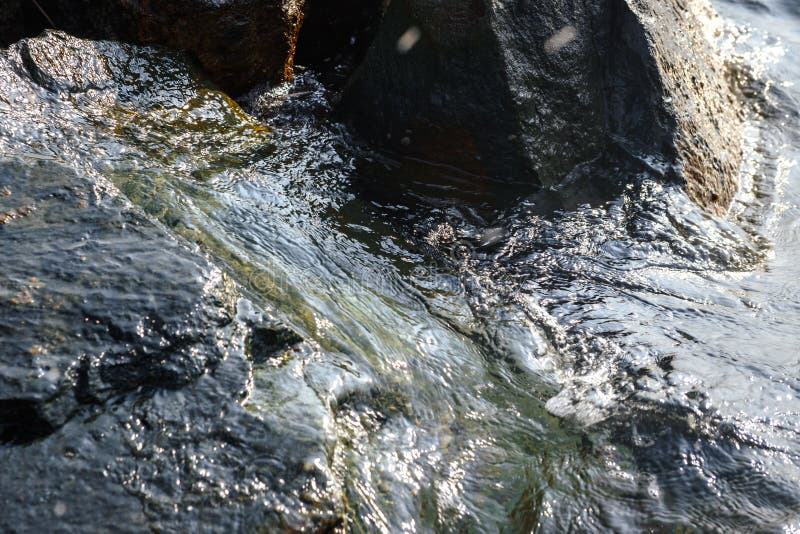 Wave on the Stone Beach Background Stock Photo - Image of sandy, blue ...