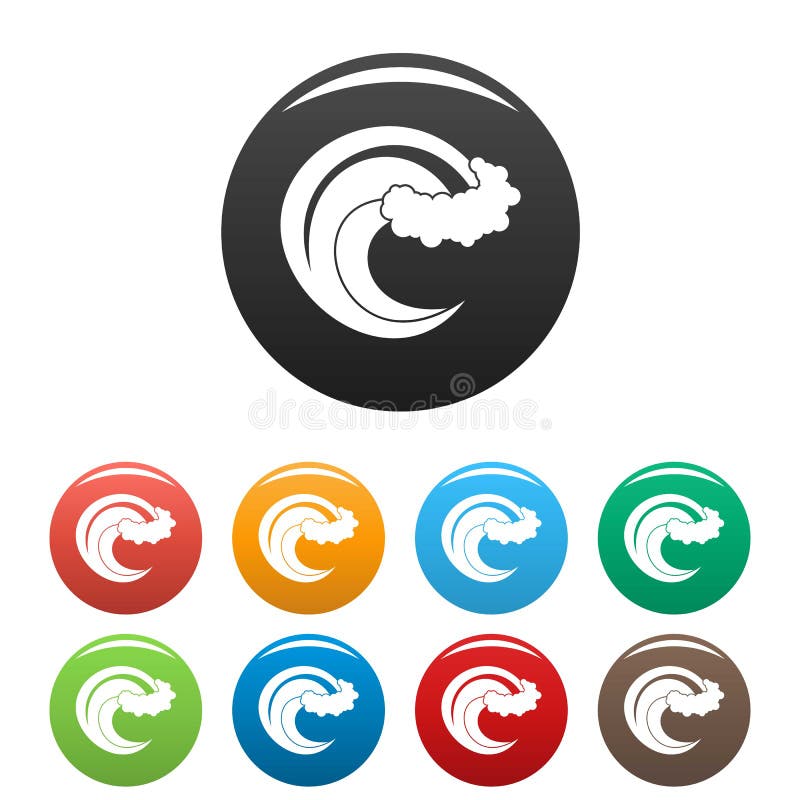 Wave Storm Icons Set Color Vector Stock Vector - Illustration of aqua ...