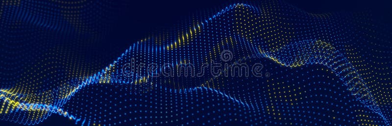 Wave of Streaming Particles on a Light Blue Background. Abstract ...