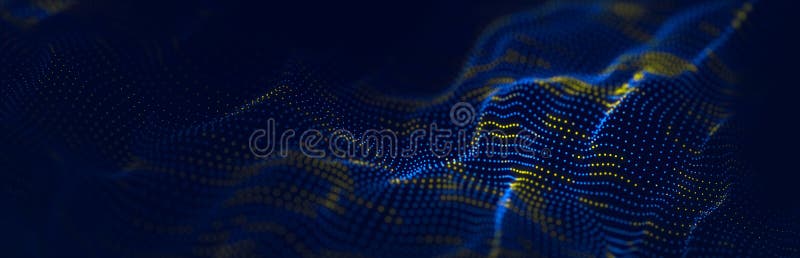 Wave of Streaming Particles on a Light Blue Background. Abstract ...