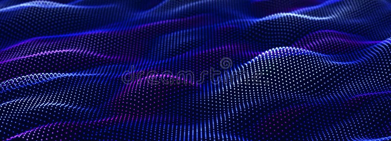 Wave of Streaming Particles on a Light Blue Background. Abstract ...