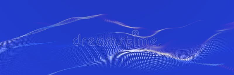 Wave of Streaming Particles on a Light Blue Background. Abstract ...
