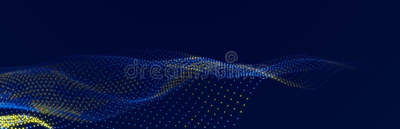 Wave of Streaming Particles on a Light Blue Background. Abstract ...