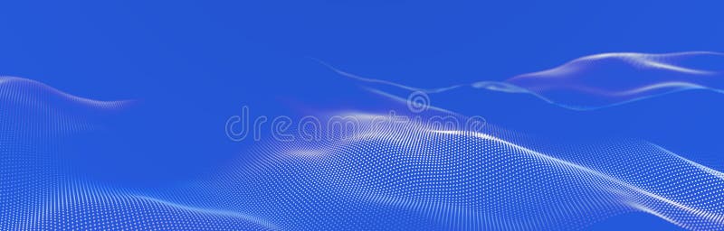 Wave of Streaming Particles on a Light Blue Background. Abstract ...