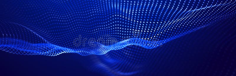 Wave of Streaming Particles on a Light Blue Background. Abstract ...