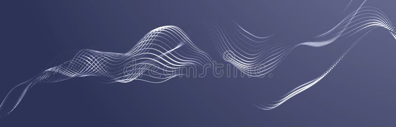 Wave of Streaming Particles on a Light Blue Background. Abstract ...