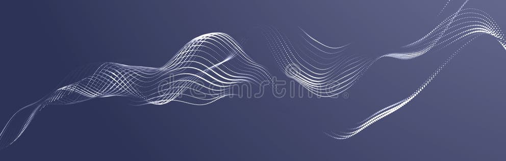Wave of Streaming Particles on a Light Blue Background. Abstract ...