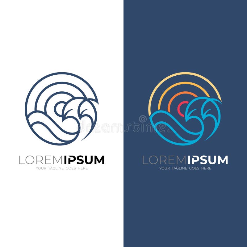Wave and Sun Logos, Abstract Globe Logo with Wave Design Illustration ...