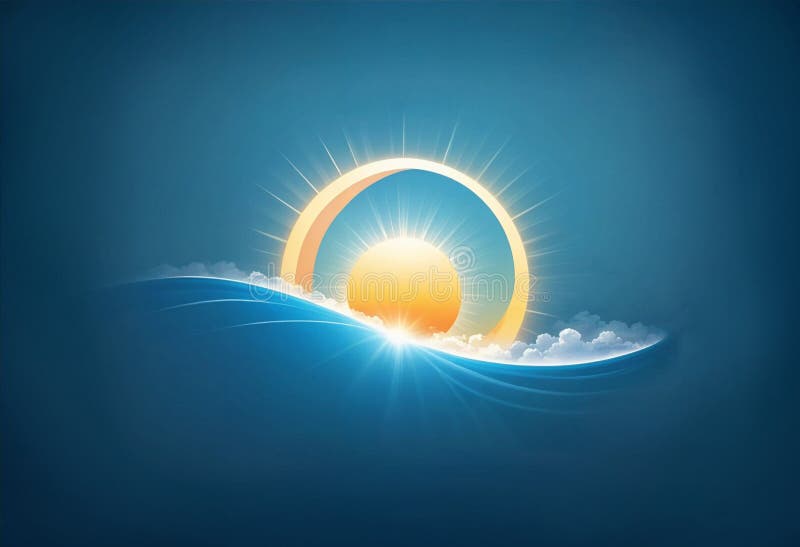 A Wave with the Sun Shining in the Background and the Sun Rays Forming ...