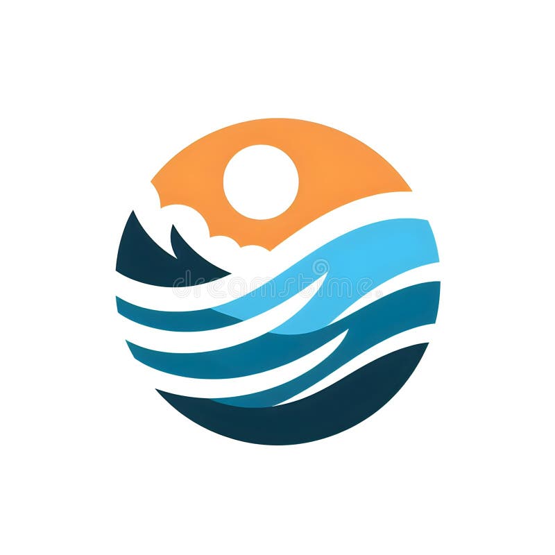 Wave and sun vector design stock illustration. Illustration of drawing ...