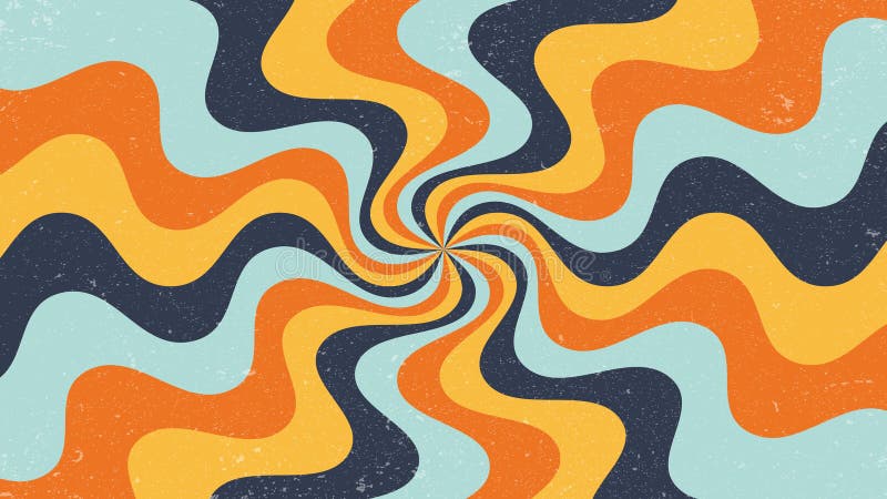Wave Sunburst Vintage 70s Background Vector. Waves, Swirl, Rough Vector ...