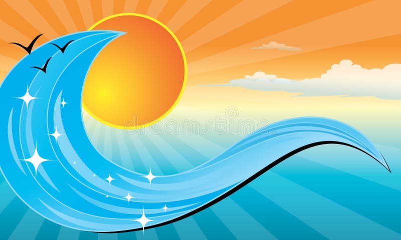Wave sunset banner stock vector. Illustration of gradient - 31604523