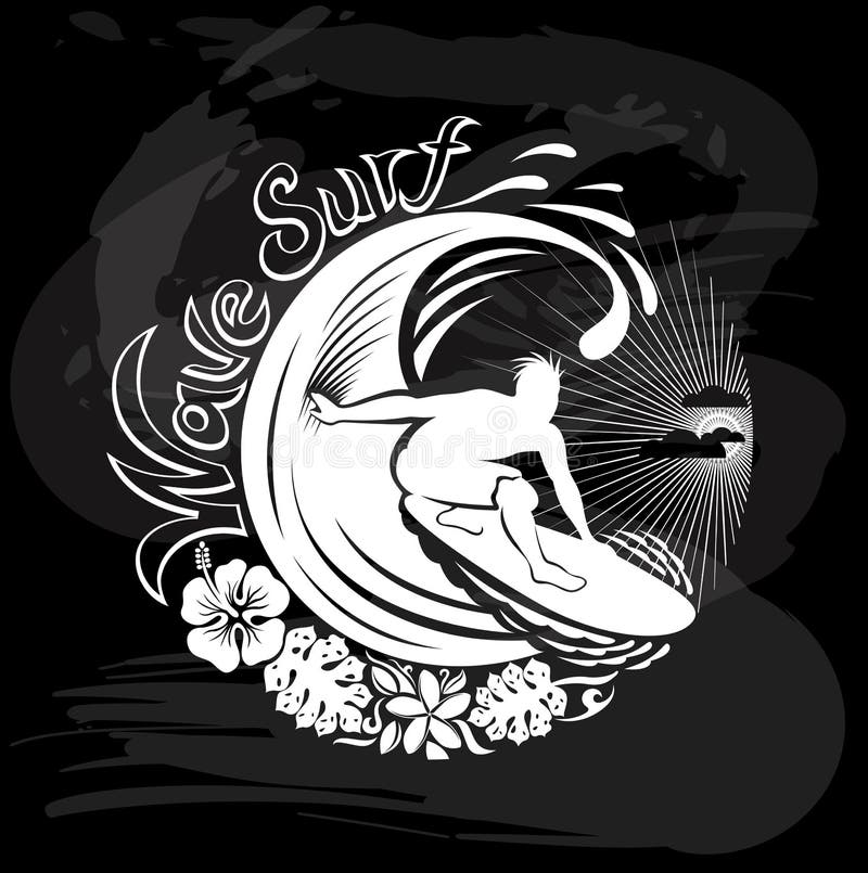 Wave Surf, Tropical Calligraphic Design Stock Vector - Illustration of ...