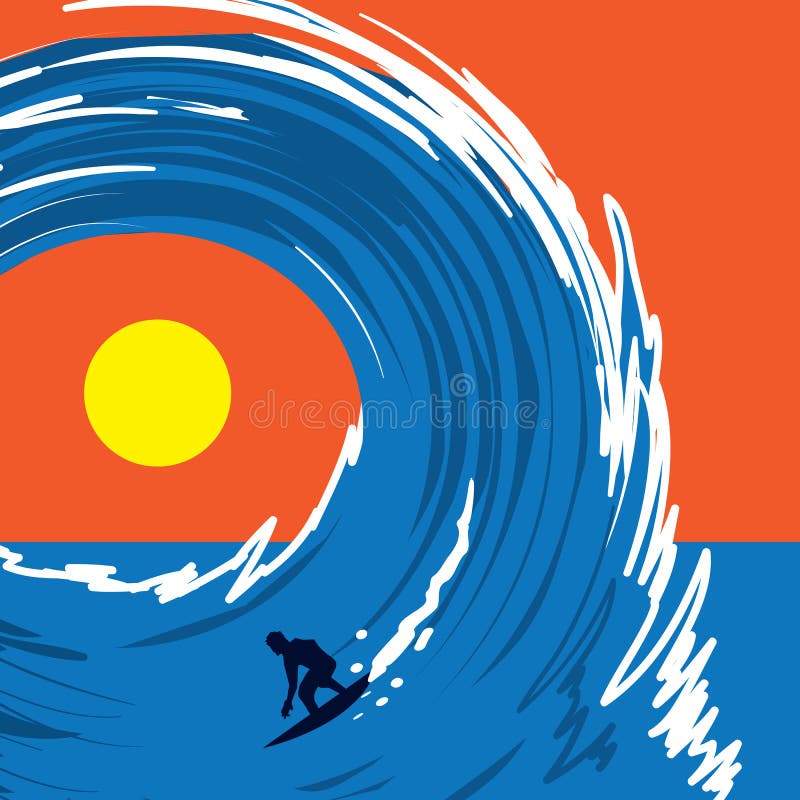 Surfing Sun with clouds stock illustration. Illustration of move - 10192730