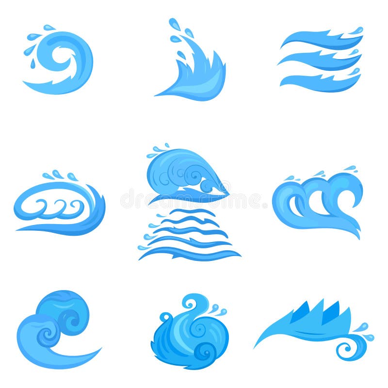 Wave Symbols Set for Design Isolated on White Stock Vector ...
