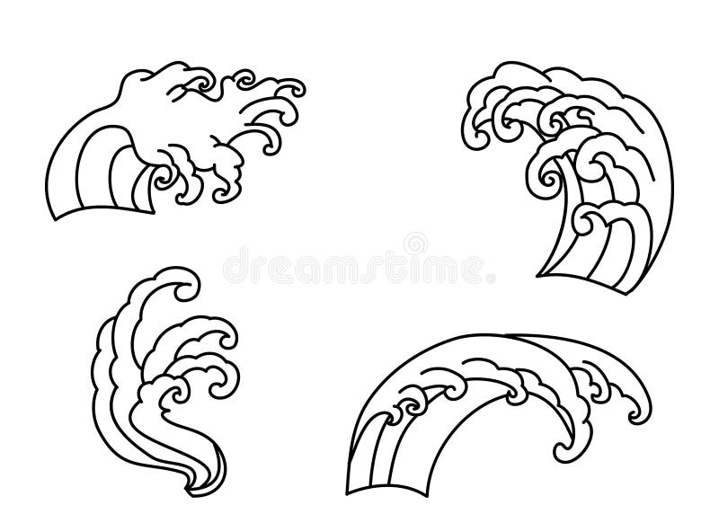 Wave Tattoo Design Isolate Vector Stock Vector - Illustration of hand ...