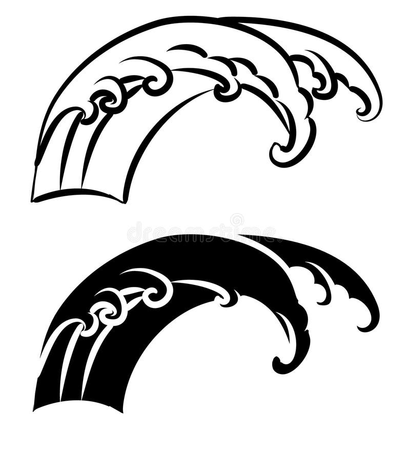 Wave Tattoo Design Isolate Vector Stock Vector - Illustration of ...
